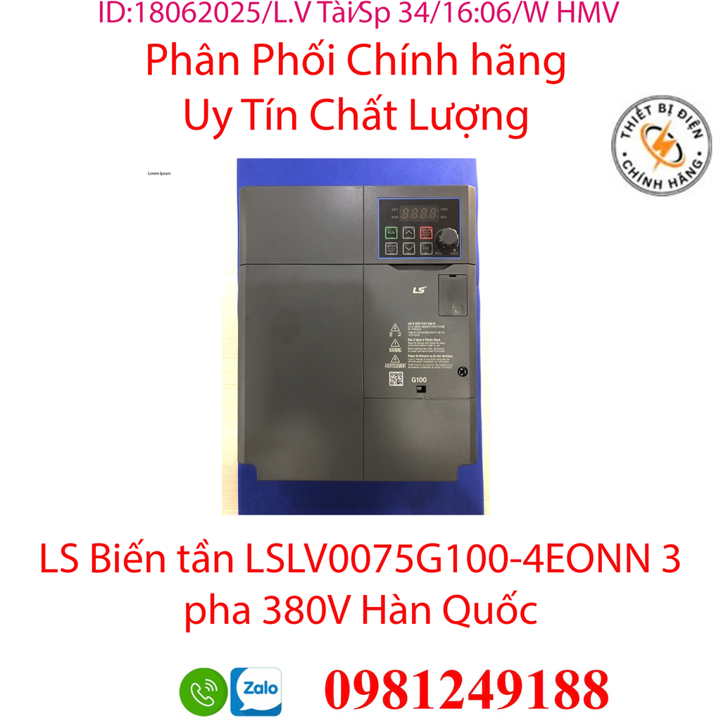 LS Biến tần LSLV0075G100-4EONN 3 pha 380V Hàn Quốc – thietbidienchinhhang