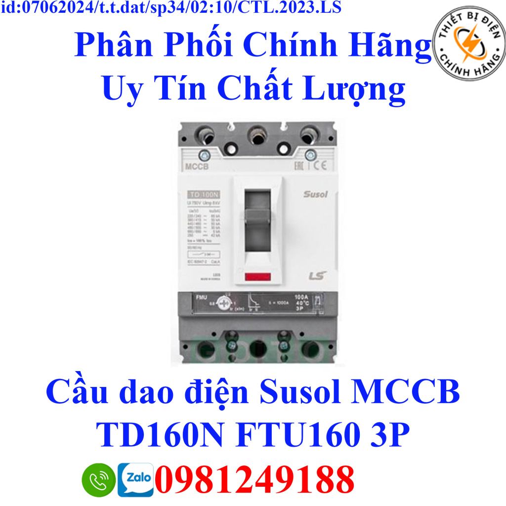 Cầu dao điện Susol MCCB TD160N FTU160 3P – thietbidienchinhhang