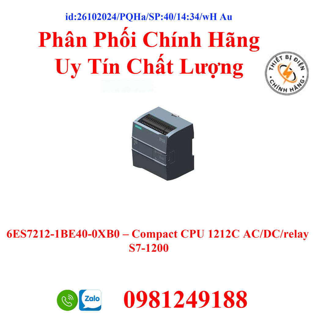 6ES7212-1BE40-0XB0 – Compact CPU 1212C AC/DC/relay S7-1200 – thietbidienchinhhang