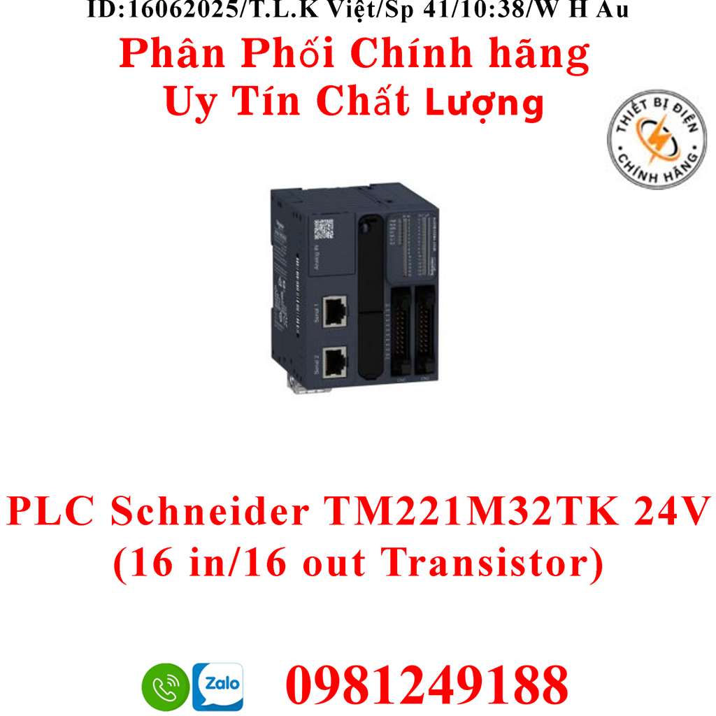 PLC Schneider TM221M32TK 24V (16 in/16 out Transistor) – thietbidienchinhhang