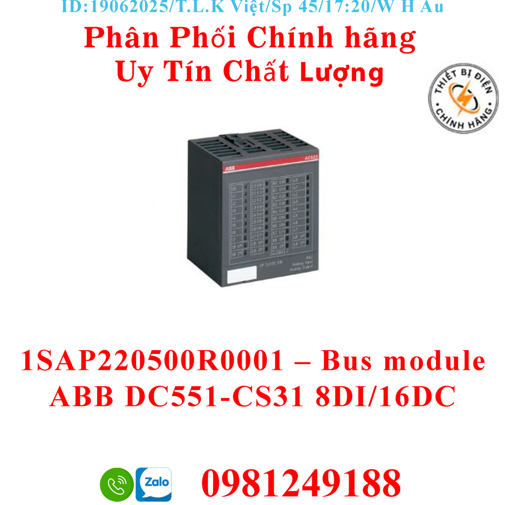 Module 1SAP220500R0001 – Bus module ABB DC551-CS31 8DI/16DC – thietbidienchinhhang