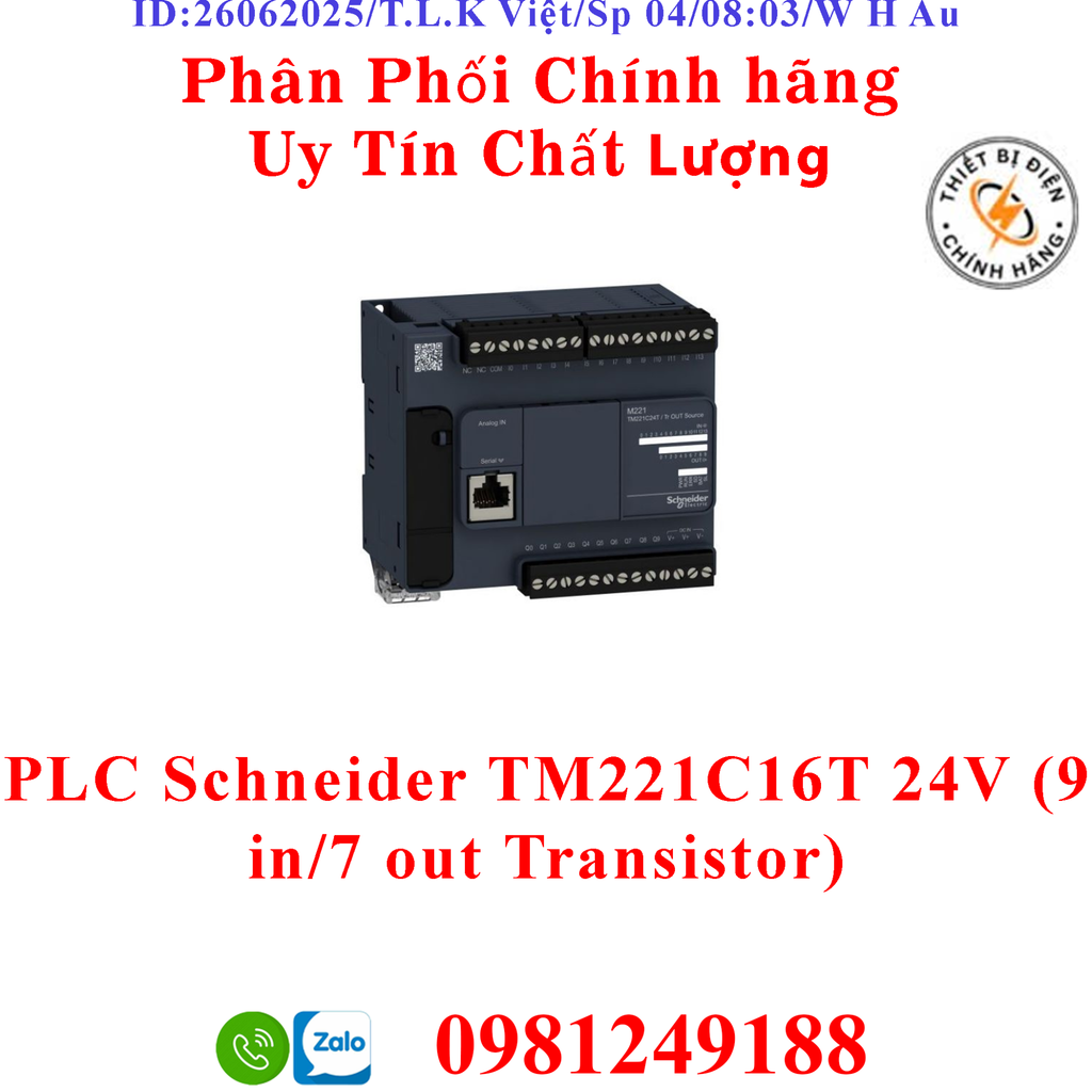 PLC Schneider TM221C16T 24V (9 in/7 out Transistor) – thietbidienchinhhang