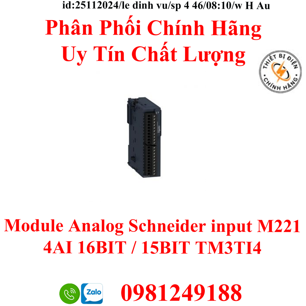 Module Analog Schneider input M221 4AI 16BIT / 15BIT TM3TI4 – thietbidienchinhhang