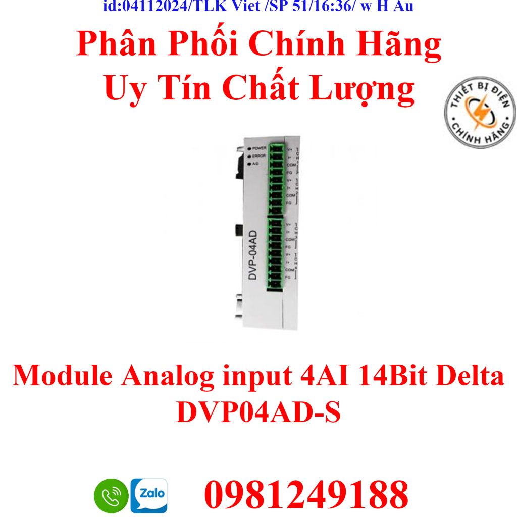 Module Analog input 4AI 14Bit Delta DVP04AD-S – thietbidienchinhhang