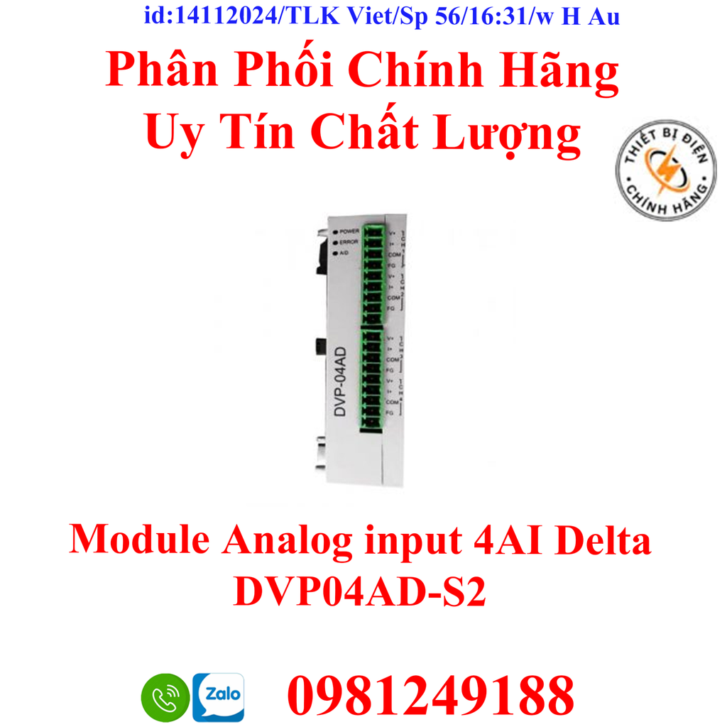 Module Analog input 4AI Delta DVP04AD-S2 – thietbidienchinhhang