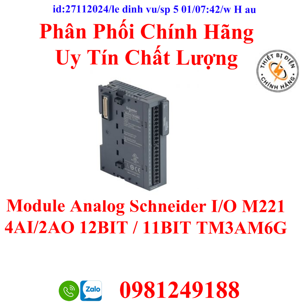 Module Analog Schneider I/O M221 4AI/2AO 12BIT / 11BIT TM3AM6G – thietbidienchinhhang