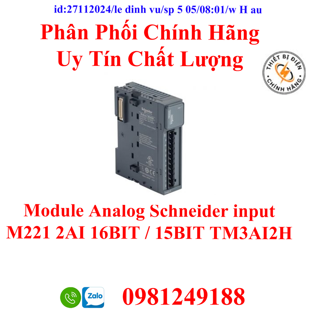 Module Analog Schneider input M221 2AI 16BIT / 15BIT TM3AI2H – thietbidienchinhhang