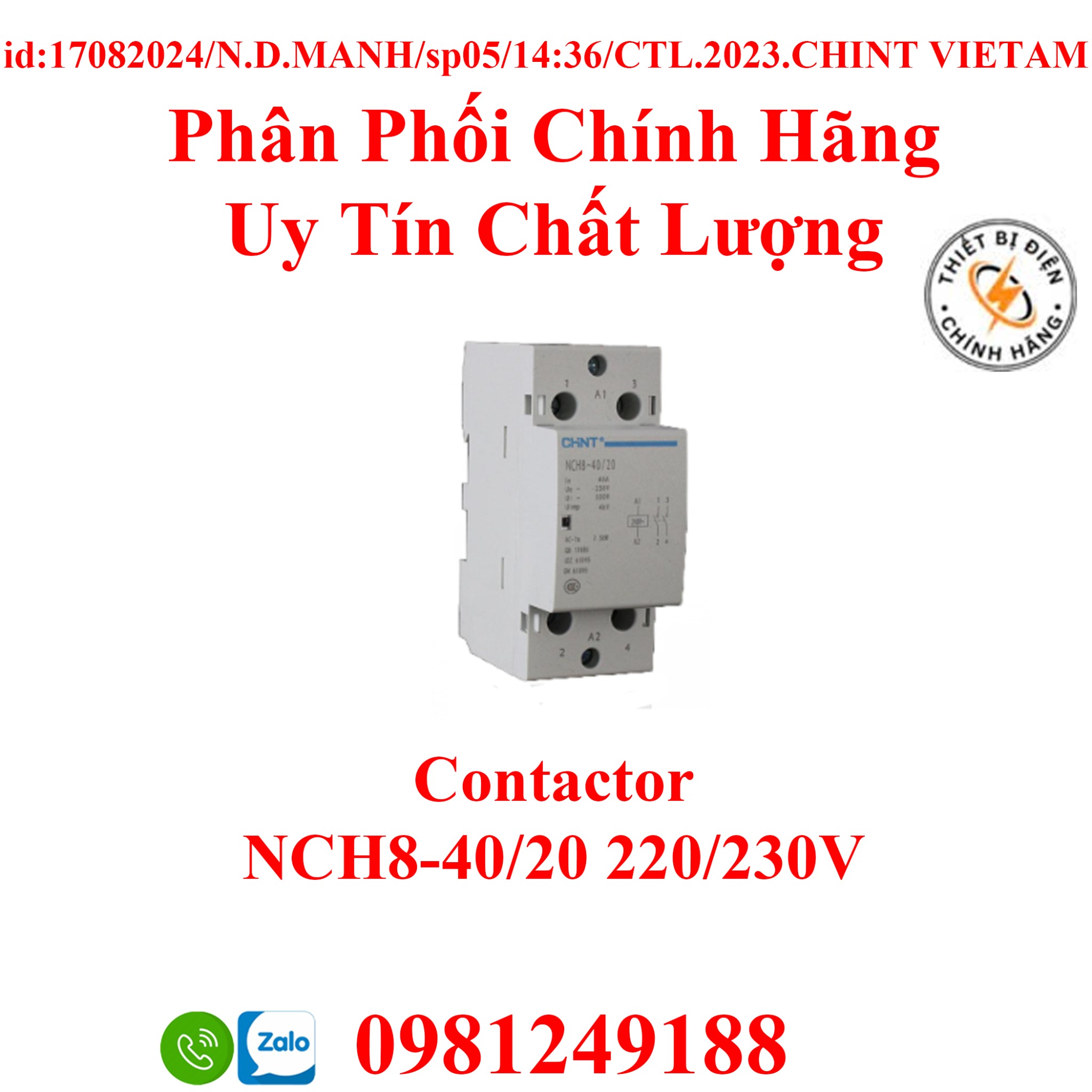 Contactor NCH8-40/20 220/230V – thietbidienchinhhang