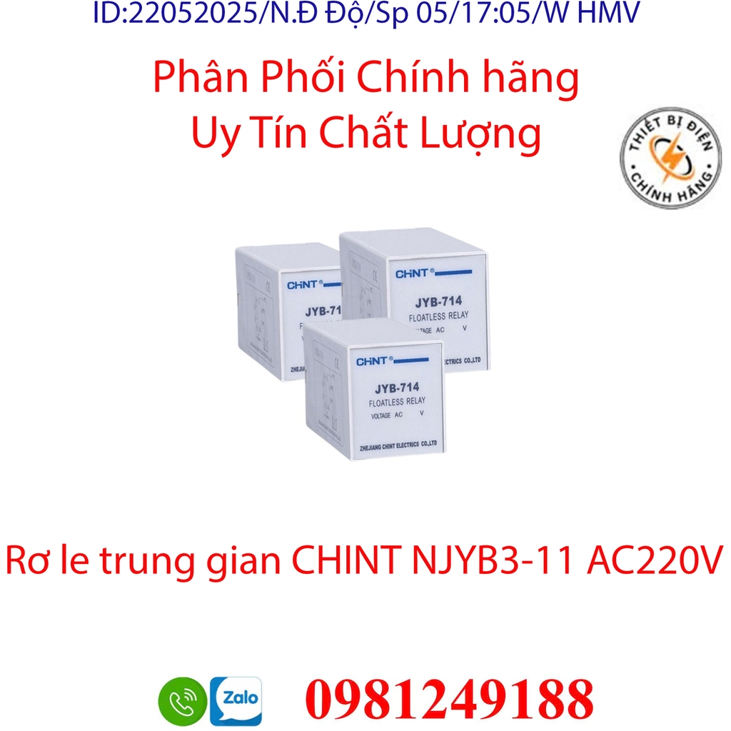 Rơ le trung gian CHINT NJYB3-11 AC220V – thietbidienchinhhang