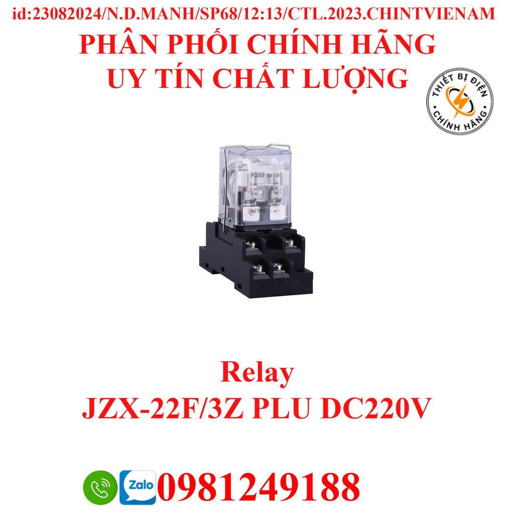 Relay JZX-22F/3Z PLU DC220V – thietbidienchinhhang