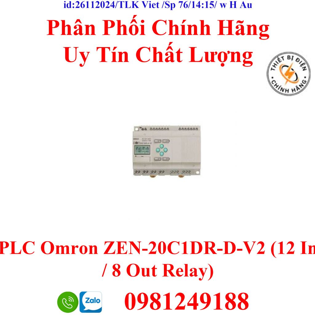 PLC Omron ZEN-20C1DR-D-V2 (12 In / 8 Out Relay) – thietbidienchinhhang