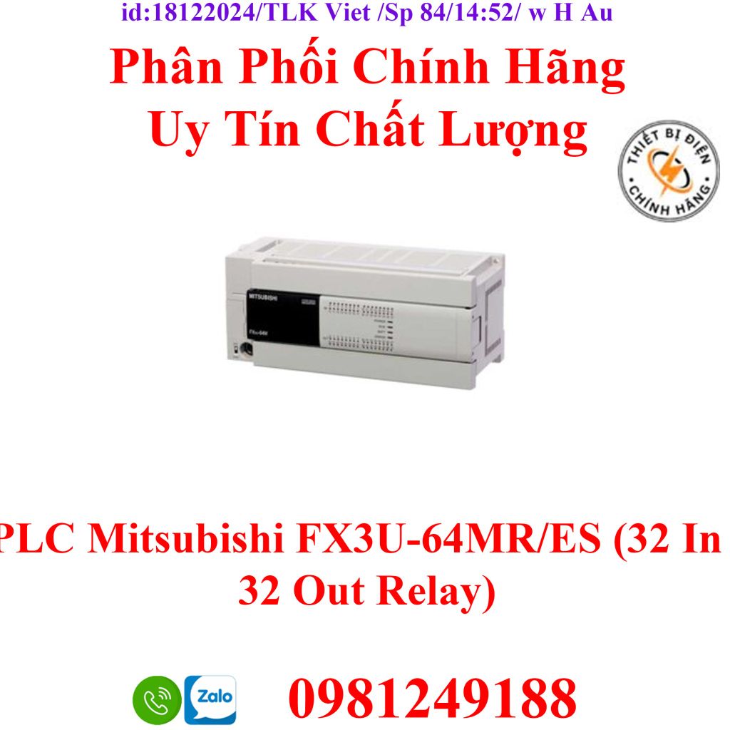 PLC Mitsubishi FX3U-64MR/ES (32 In / 32 Out Relay) – thietbidienchinhhang