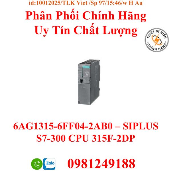 CPU 6AG1315-6FF04-2AB0 – SIPLUS S7-300 CPU 315F-2DP – thietbidienchinhhang
