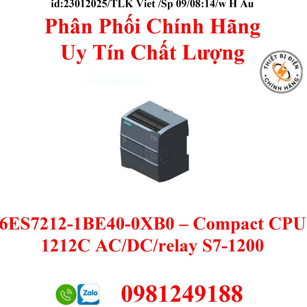 CPU 6ES7212-1BE40-0XB0 – Compact CPU 1212C AC/DC/relay S7-1200 ...