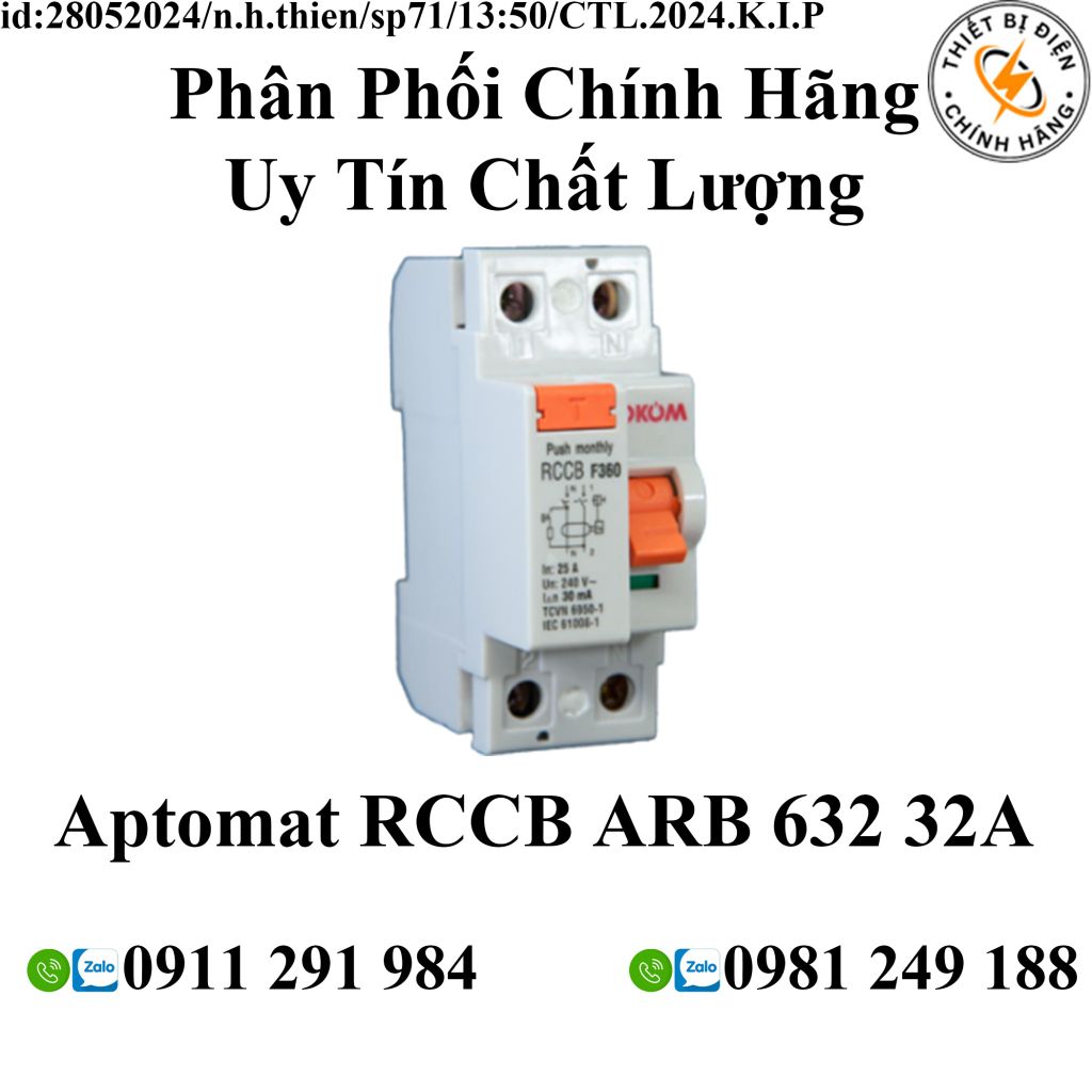 Aptomat RCCB ARB 632 32A – thietbidienchinhhang