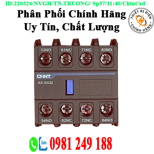 Tiếp điểm phụ cho contactor Chint 2NO+2NC AX-3X/22R – thietbidienchinhhang