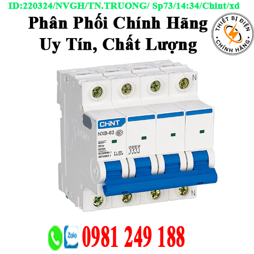 Cầu dao dạng tép (MCB) NXB-63 4P 63A Chint – thietbidienchinhhang