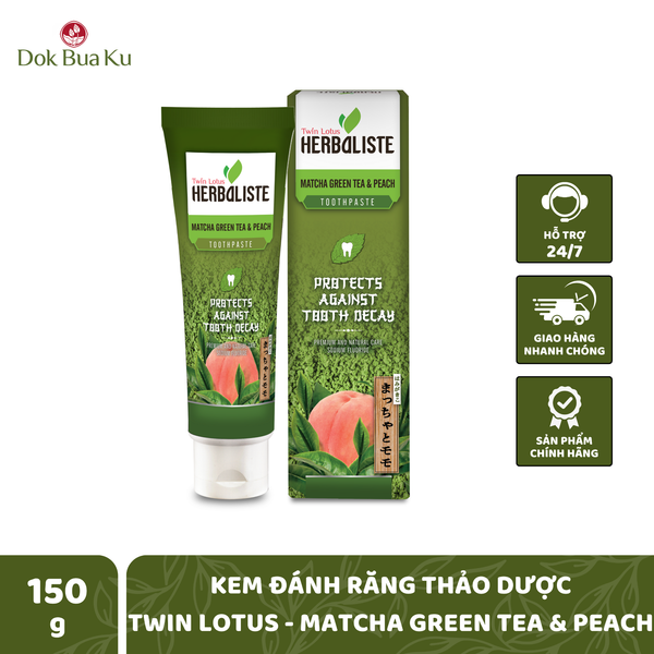 Kem đánh răng thảo dược Twin Lotus Herbaliste Matcha Green Tea & Peach ...