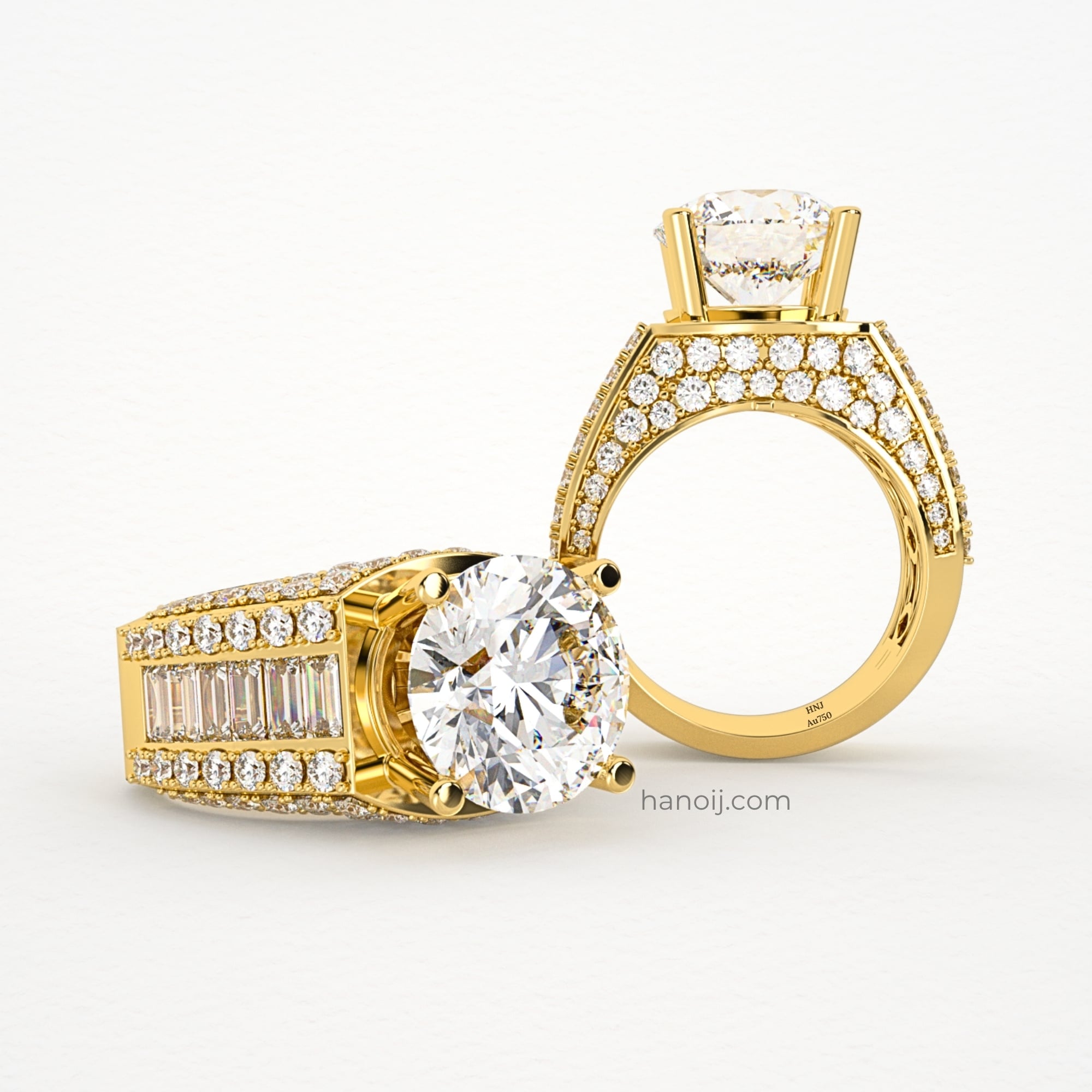 Nhẫn nam vàng 18k gắn kim cương nuôi cấy HNJC NNU001DIA – Hanoij