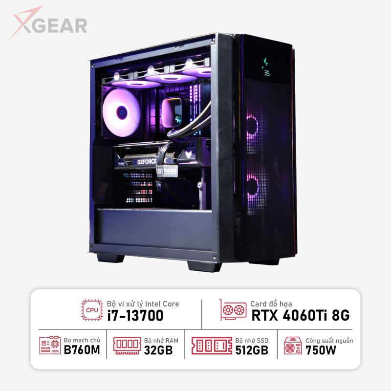 [XGEAR] PC Xgear Render7 Wifi 4060 Ti Core i7-13700 RTX 4060 Ti 8G