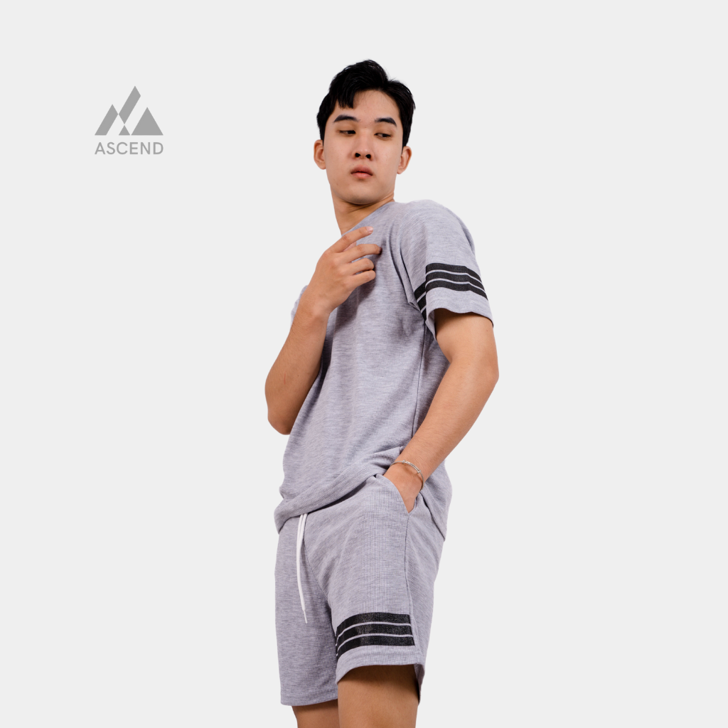 Bộ áo quần short in sọc basic thương hiệu ASCEND – Ascend VN