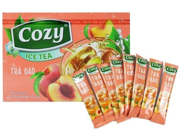 Trà Cozy Ice Tea hương đào hộp 240g (16 gói x 15g) – Exhanofood