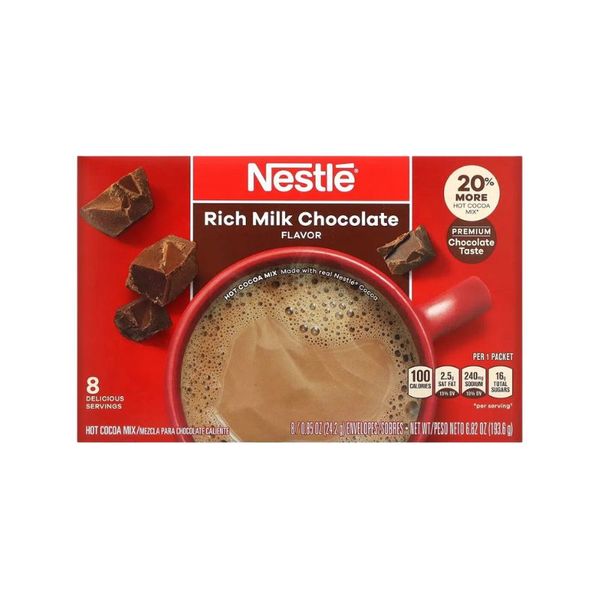 Bột Cacao Hòa Tan Nestle Rich Milk Chocolate Mỹ Hộp 8 Gói