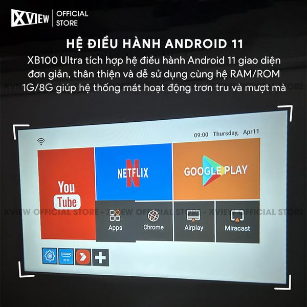 MÁY CHIẾU LED MINI GIÁ RẺ XVIEW XB100 ULTRA TÍCH HỢP HỆ ĐIỀU HÀNH – XVIEW VIỆT NAM