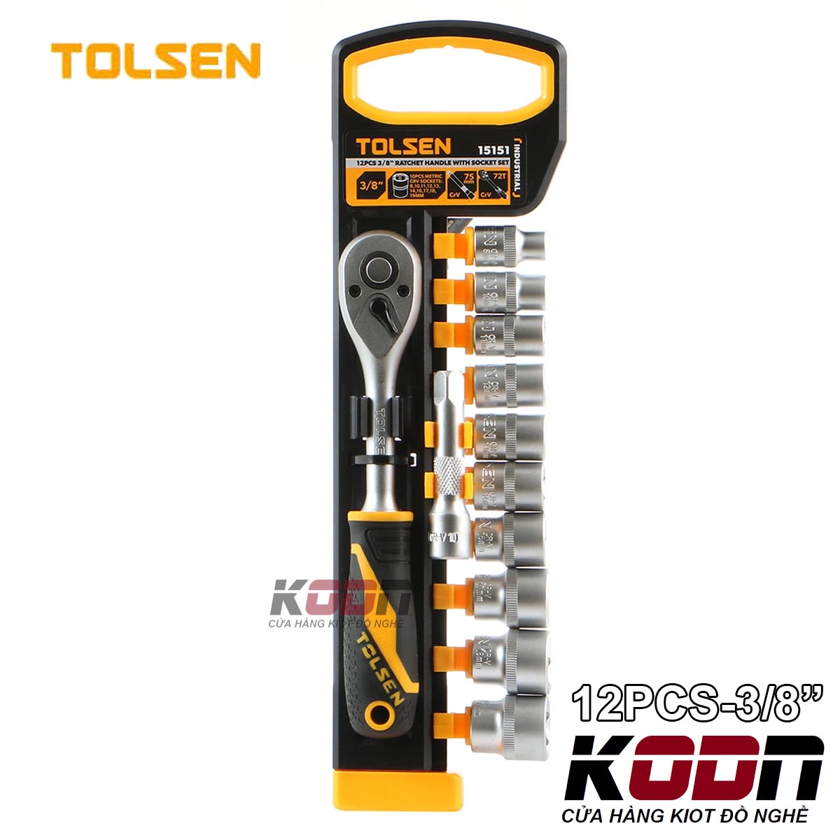 Bộ đầu tuýp 3/8 inch 12 chi tiết TOLSEN 15151