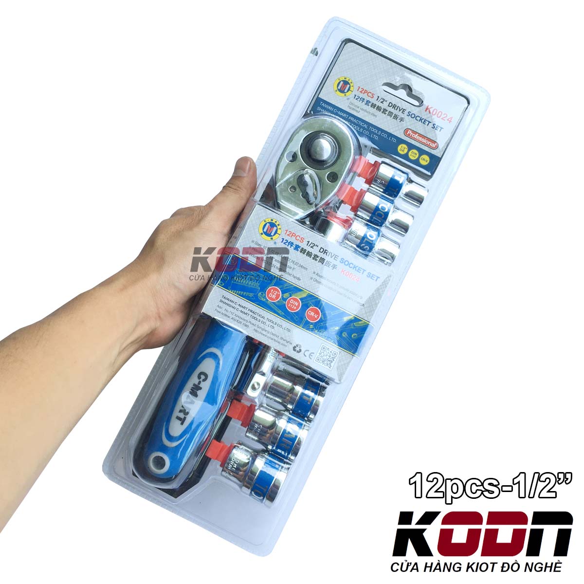 Bộ khẩu cần tuýp tự động 1/2 inch 12 chi tiết C-MART K0024