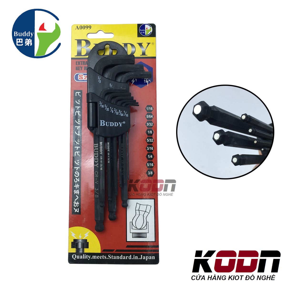 Bộ lục giác hệ inch có nam châm BUDDY A0099