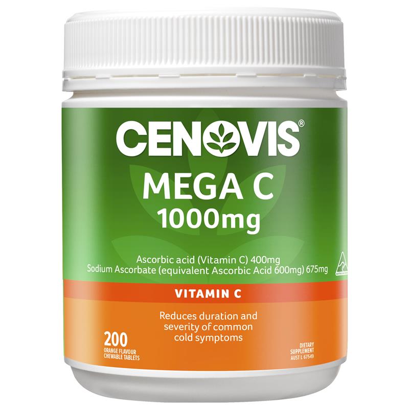 Cenovis Mega Vitamin C for Immune Support 1000mg 200 Orange Flavour Ch