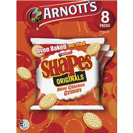 Arnott's Shapes Multipack Cracker Biscuits Mini Chicken Crimpy 8 gói