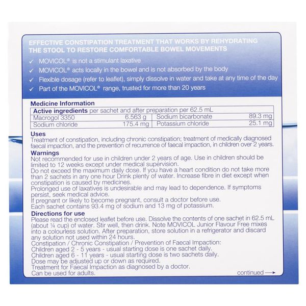 Movicol Junior Flavour Free 30 Sachets