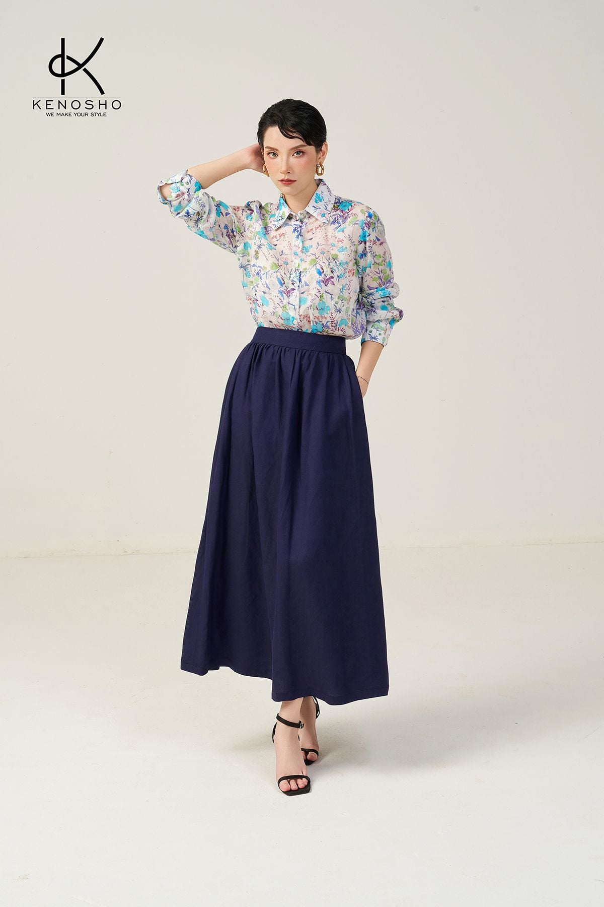 Chân Váy A K623 Rayon Xanh Navy Thanh Lịch | KENOSHO – Kenosho