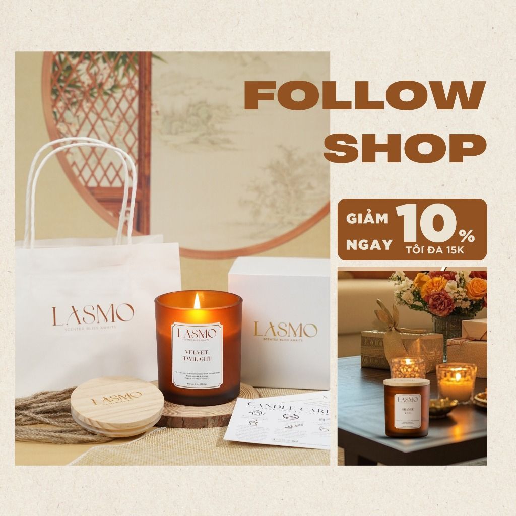 Combo 2 Nến Thơm Cao Cấp Lasmo Hương Cà Phê Robusta và Bánh Quy Bơ 60g ...