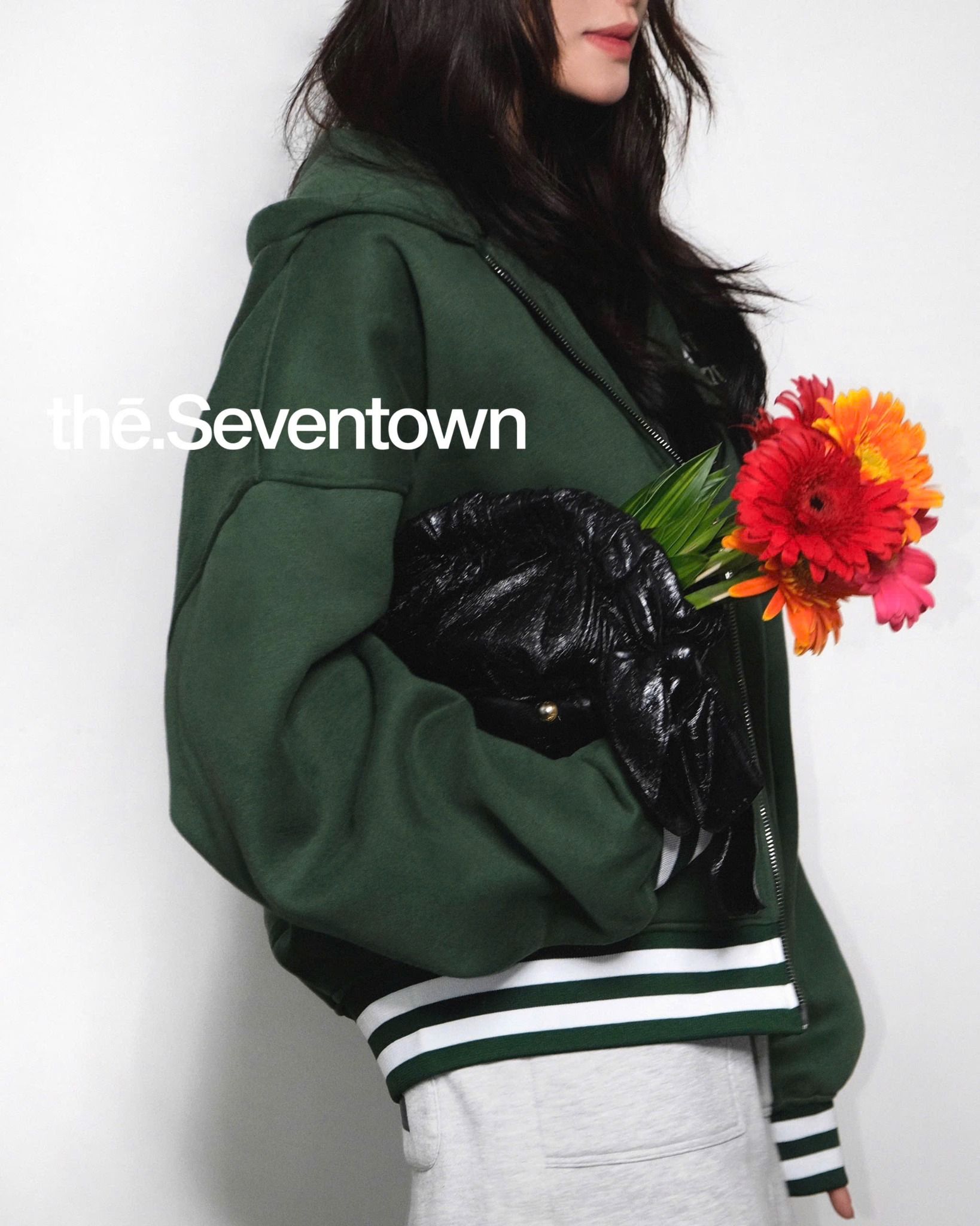 SEVENTOWN LUXE STRIPES 070 HOODIES ( DARK GREEN ) – seventown