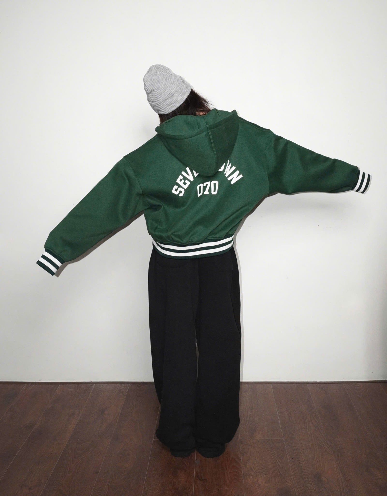 SEVENTOWN LUXE STRIPES 070 HOODIES ( DARK GREEN ) – seventown