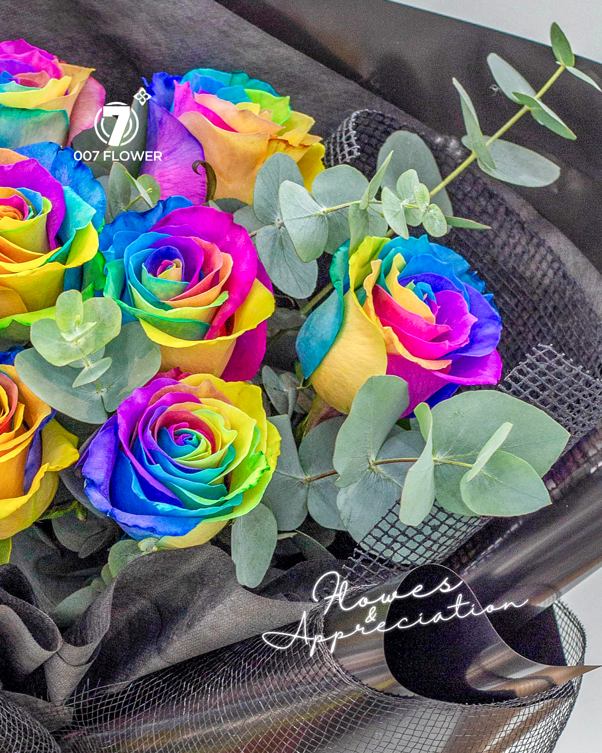 Rainbow Rose - Bó Hoa Hồng Rainbow Nhập Khẩu Cao Cấp Từ 007 Flower