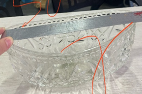 Bình thủy tinh hình dạng chiếc thuyền, đĩa, kích thước dài 29cm x 10cm – 007 Flower