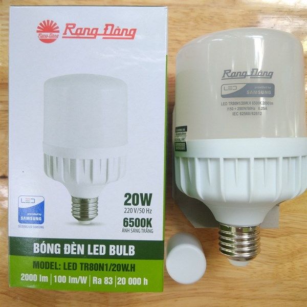 Bóng đèn LED BULB trụ 20W Rạng Đông - thân nhựa ánh sáng trắng – Nianshop