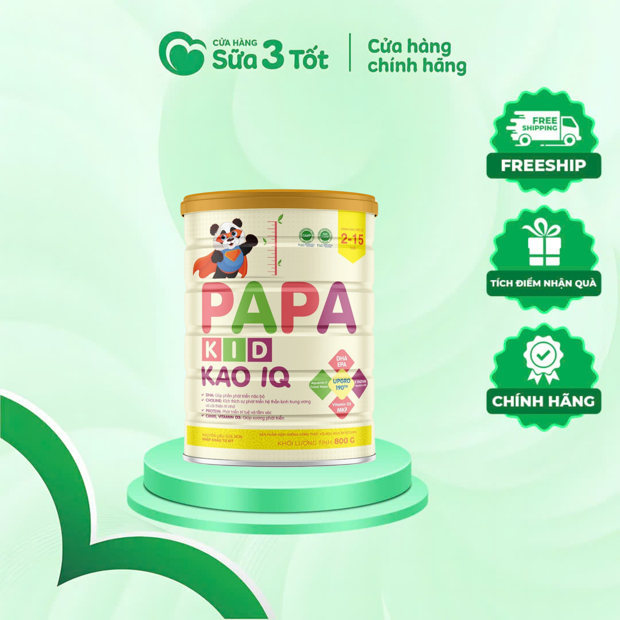 Sữa Bột PAPA KID Kao IQ ( 2-15 tuổi ) - Lon 800G – SUA3TOT