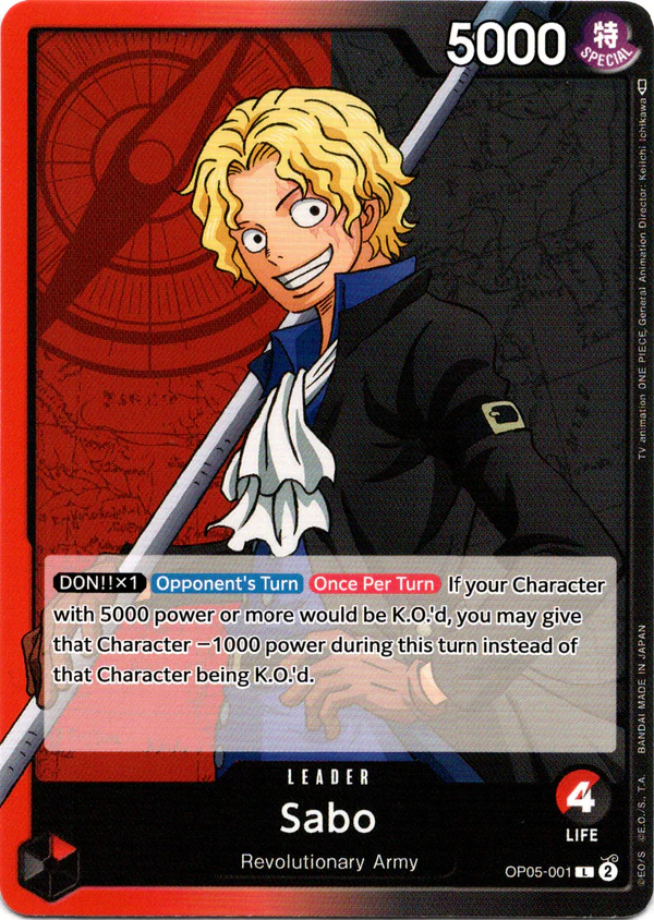 Thẻ bài One Piece OP05-001 - Sabo - Leader – The Elite Card Game Store