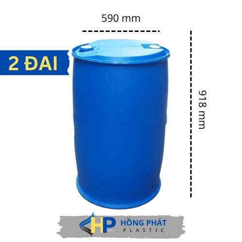Thùng phuy nhựa cũ nắp liền 200L 2 đai giá tốt | Hồng Phát Plastic