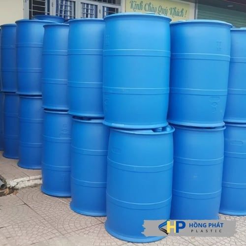 Thùng phuy nhựa cũ nắp liền 200L 4 đai giá tốt | Hồng Phát Plastic
