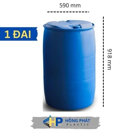 Thùng phuy nhựa cũ nắp liền 200L 1 đai giá tốt | Hồng Phát Plastic