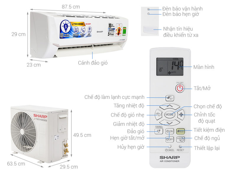 Điều hòa SHARP Inverter 1.5 HP AH-X13ZEW 2024 Đà Nẵng