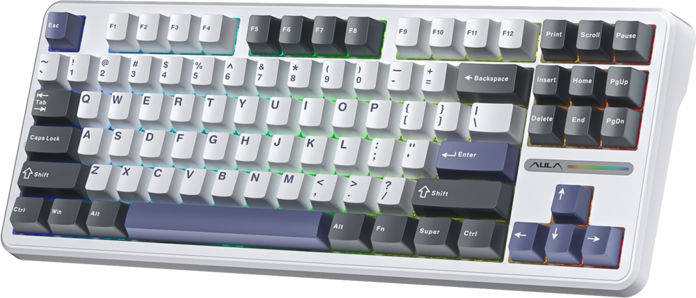 BÀN PHÍM CƠ GAMING AULA F87 (8602) 3 MODE (Phiên bản đen + trắng + xan ...