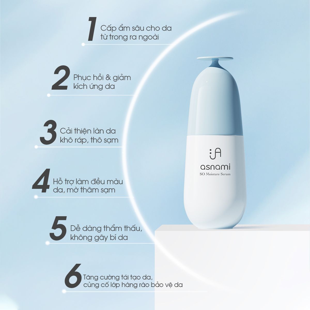 Serum dưỡng ẩm sâu, sáng bóng da asnami SO Moisture Serum 30ml