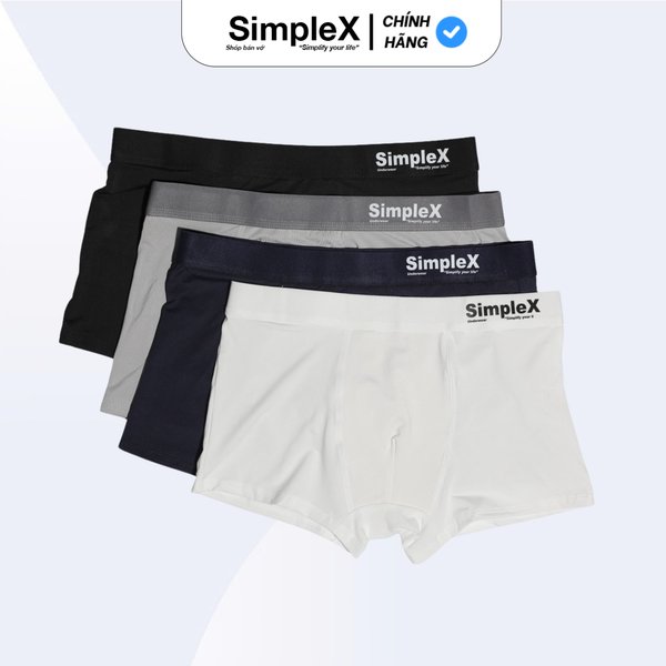 [SimpleX] Combo 4 Quần Boxer Chất Liệu Thun Lạnh, Mềm Mại, Co Dãn Thoã